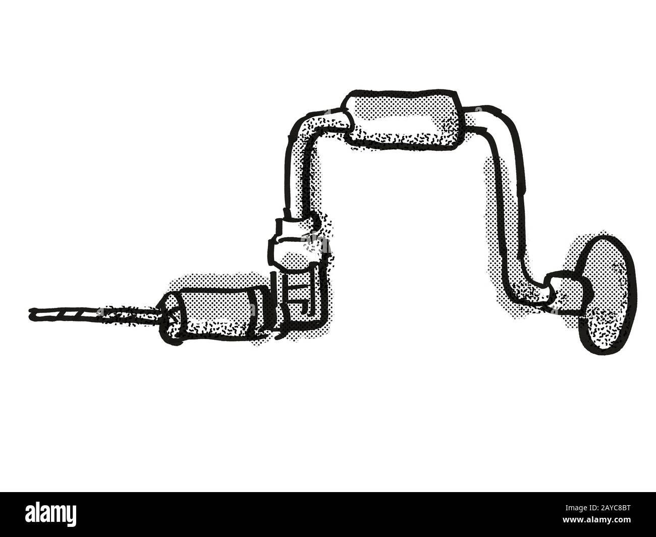 Brace Drill Woodworking hand Tool Cartoon Retro Drawing Stock Photo - Alamy