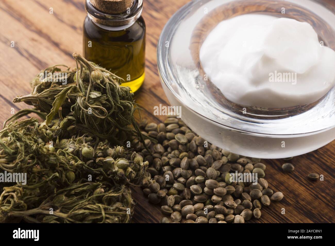 Cannabis oinment natural product. Cosmetic cream from natural hemp ...