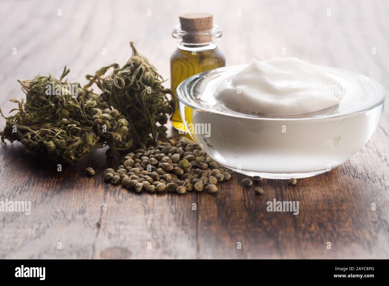 Cannabis oinment natural product. Cosmetic cream from natural hemp ...
