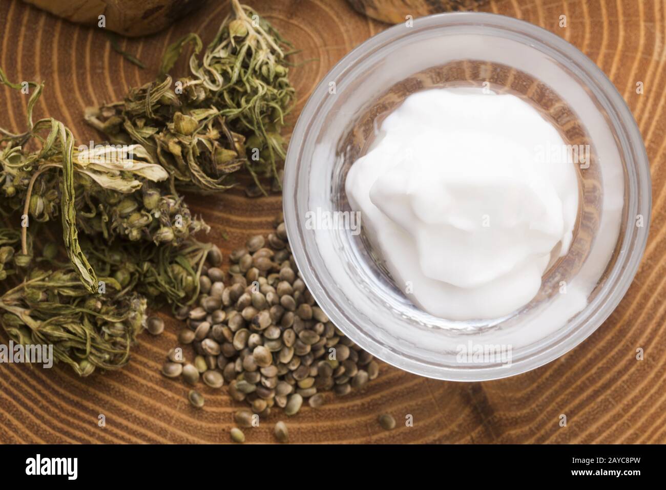 Cannabis oinment natural product. Cosmetic cream from natural hemp ...