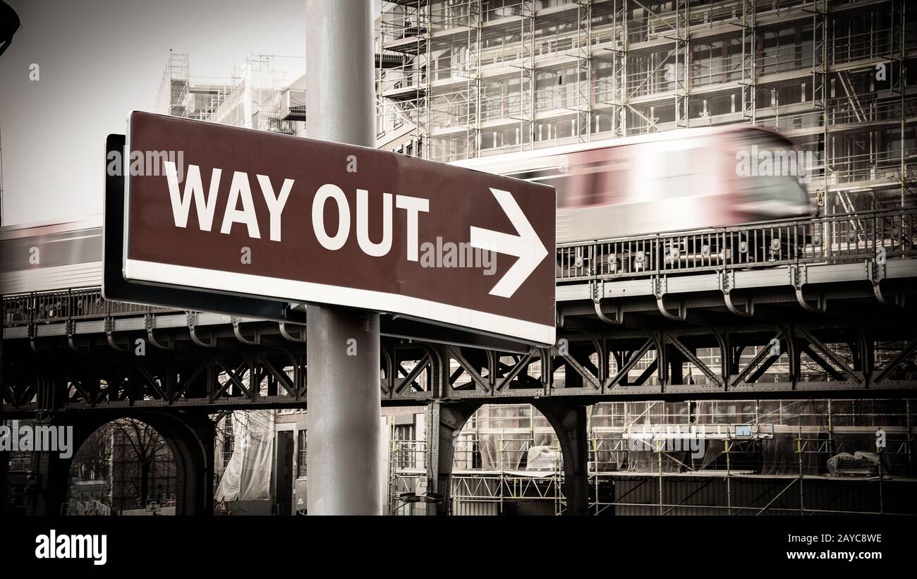 Street Sign WAY OUT Stock Photo - Alamy