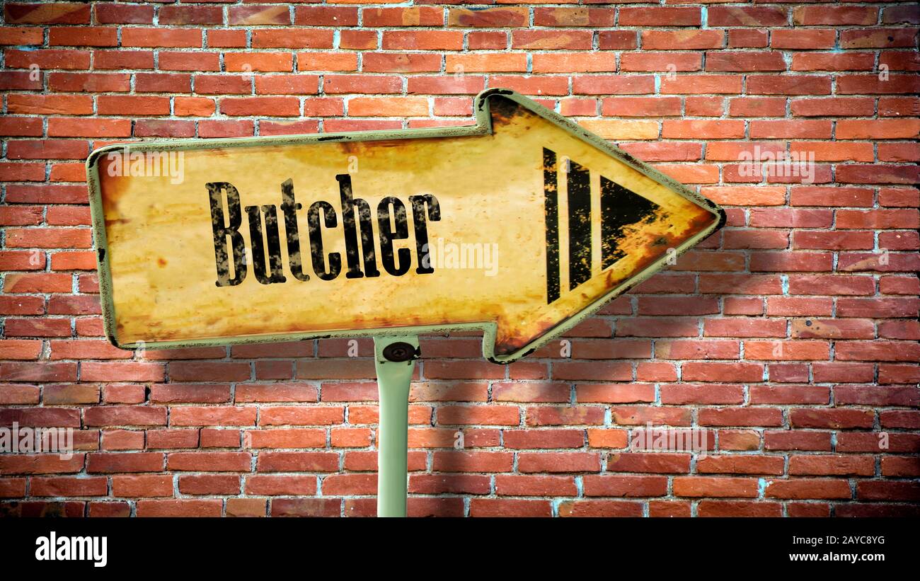 Street Sign to Butcher Stock Photo - Alamy
