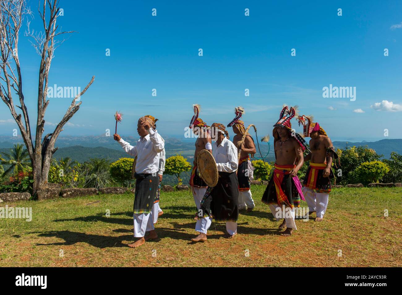 Manggarai men performing a traditional Caci dance in a Melo Village in ...