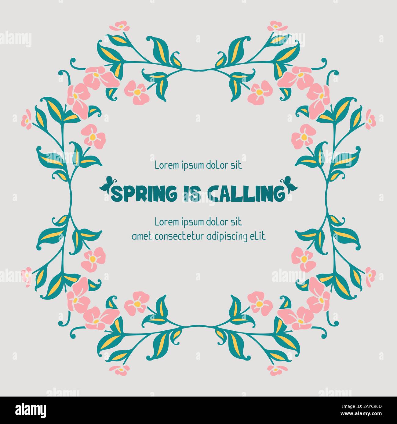 Wallpaper for spring calling greeting card, with modern leaf and floral ...