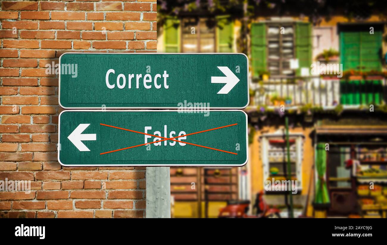 Street Sign Correct versus False Stock Photo - Alamy