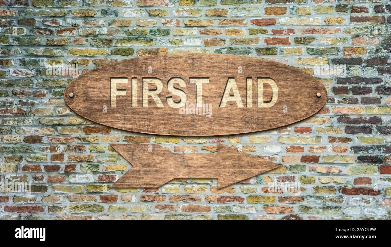 Street Sign First Aid Stock Photo - Alamy