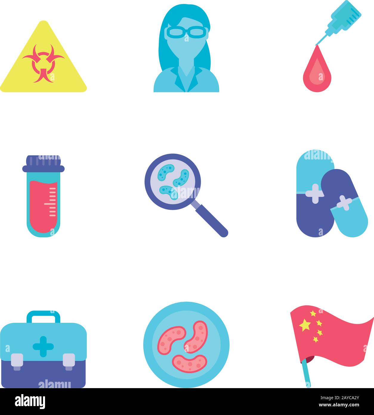 virus alert and medical icons set over white background, colorful ...