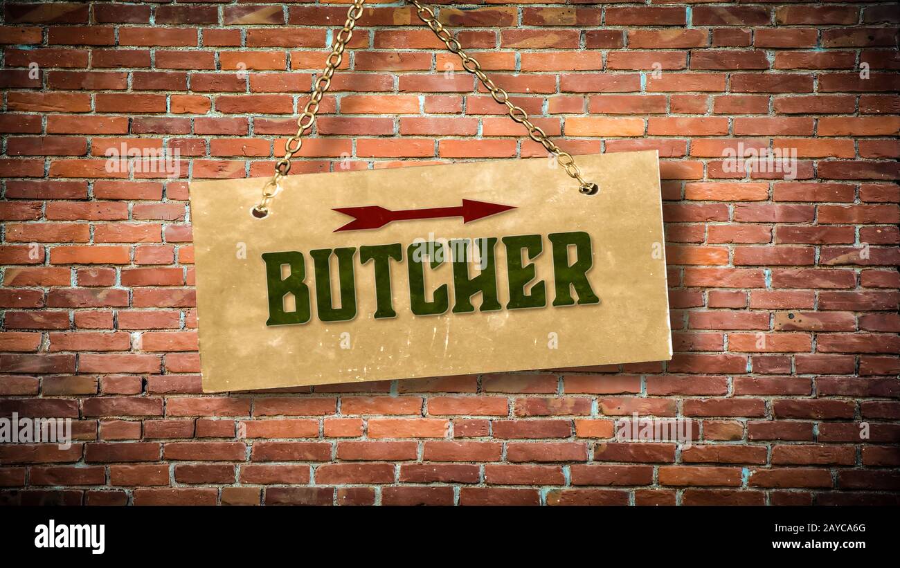 Street Sign to Butcher Stock Photo - Alamy