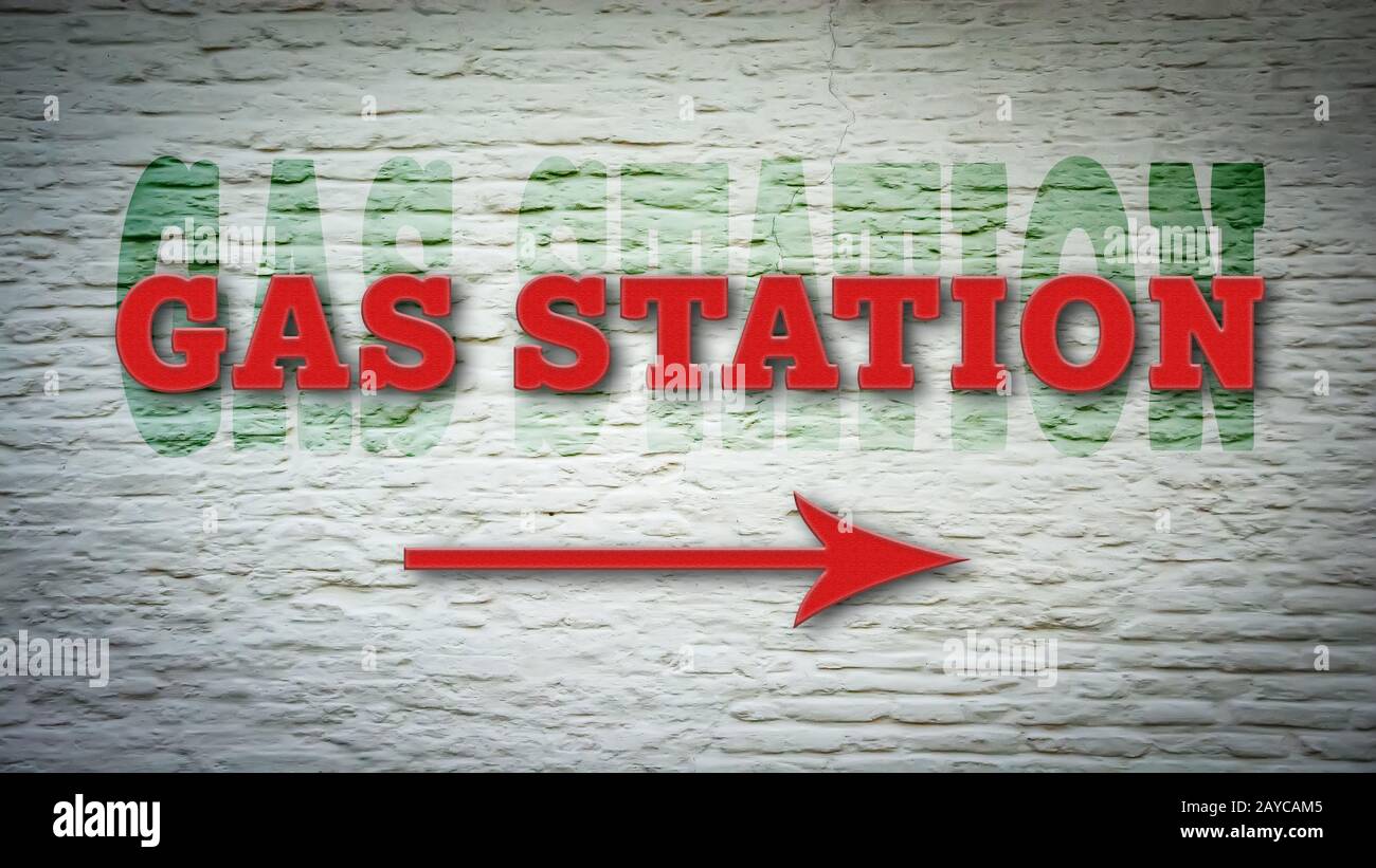 Street Sign to Gas Station Stock Photo - Alamy