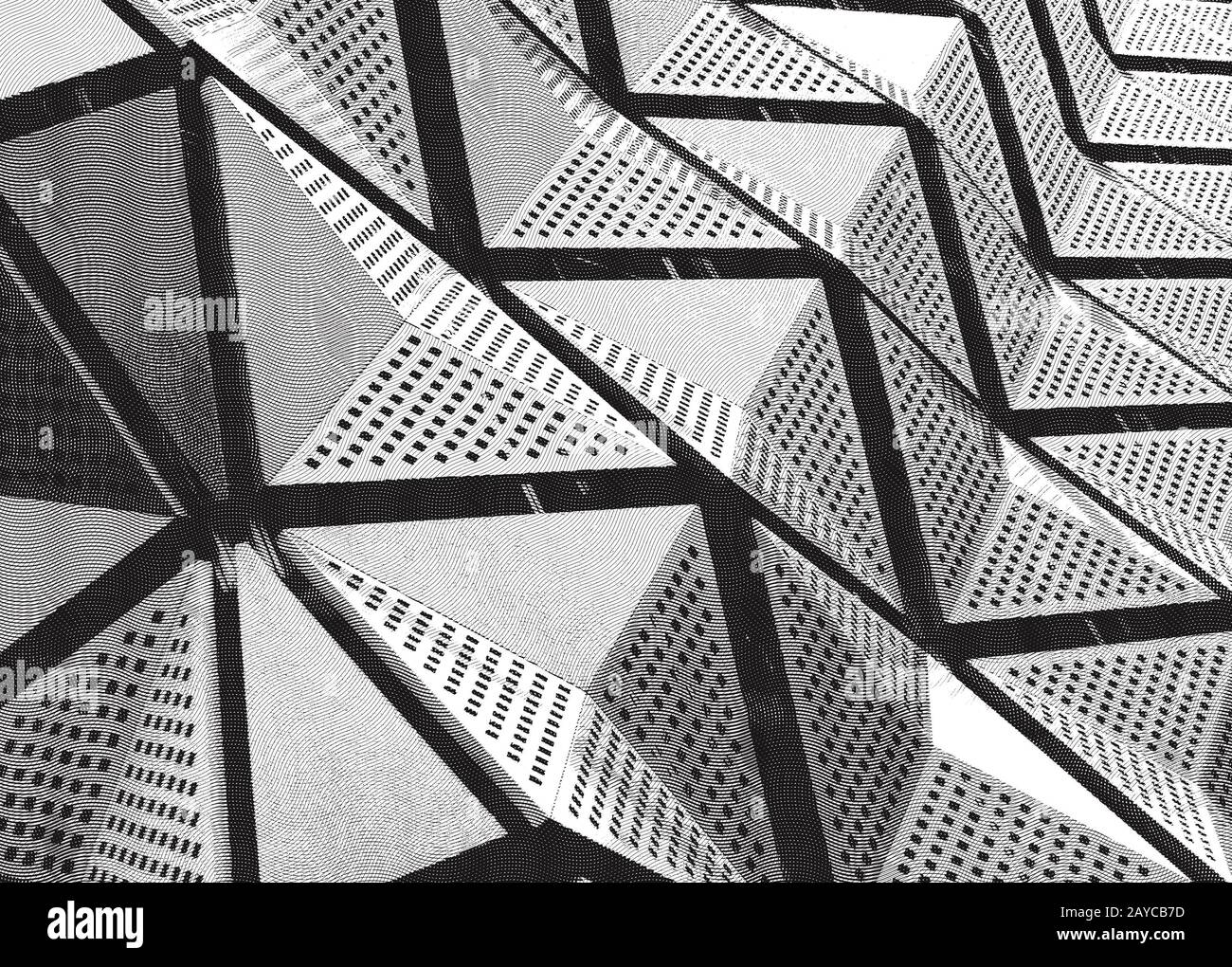 monochrome engraved effect geometric angular architectural modern ...
