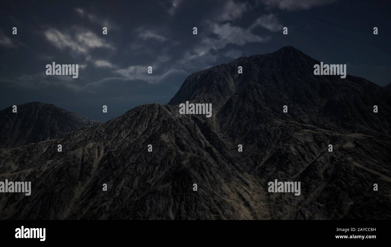 Storm Dark Clouds over Volcanic Valley Stock Photo - Alamy