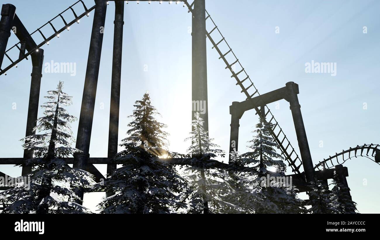 old roller coaster at sunset in forest Stock Photo - Alamy