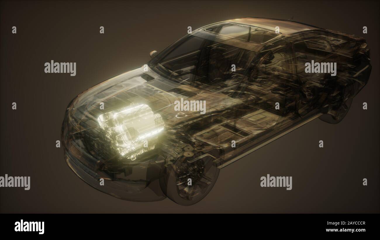 Car Engine Visible in Car Stock Photo - Alamy