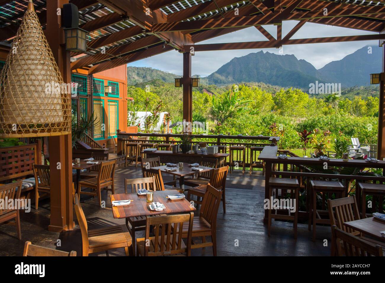 The Ama Restaurant in Hanalei on the northern end of the Hawaiian ...