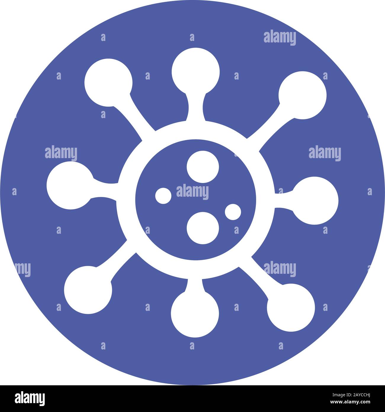 bacteria germ over blue circle and white background, block style icon ...
