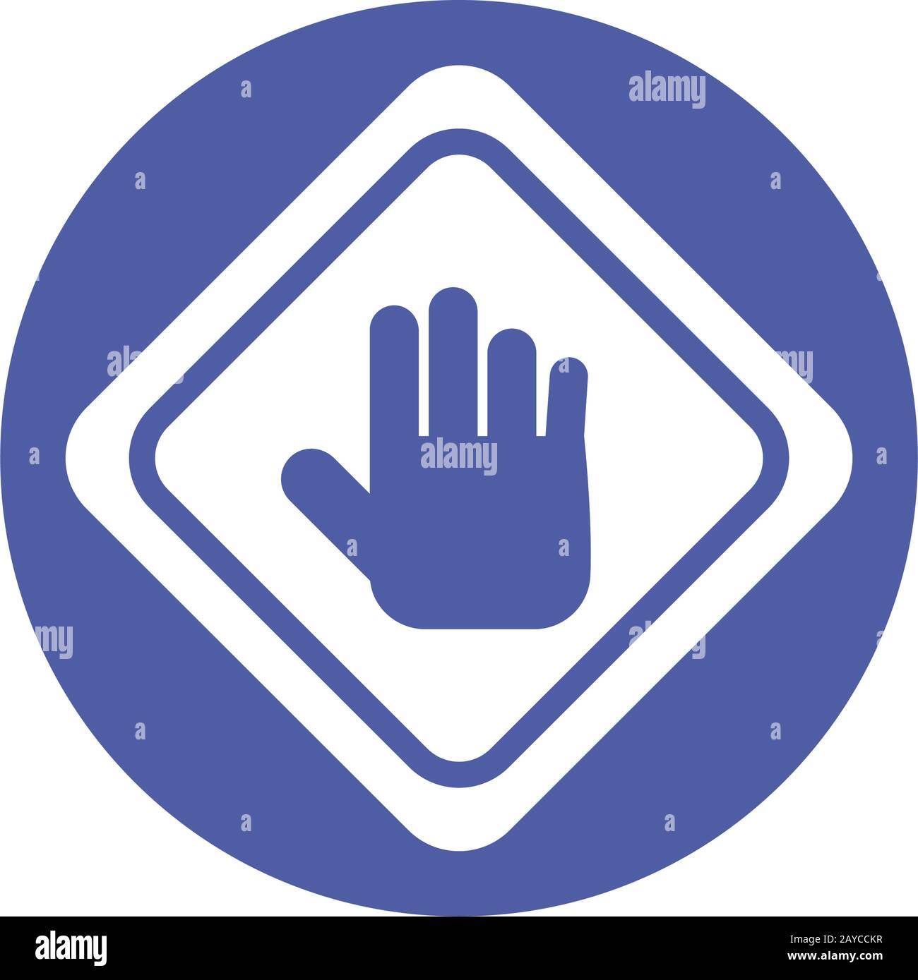 stop hand sign icon over white background, flat style and colorful ...