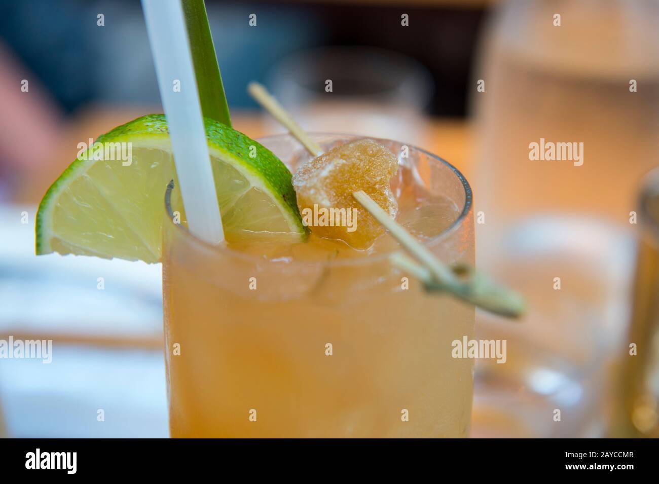 Tropical drink (Mai Tai) at the Ama Restaurant in Hanalei on the ...