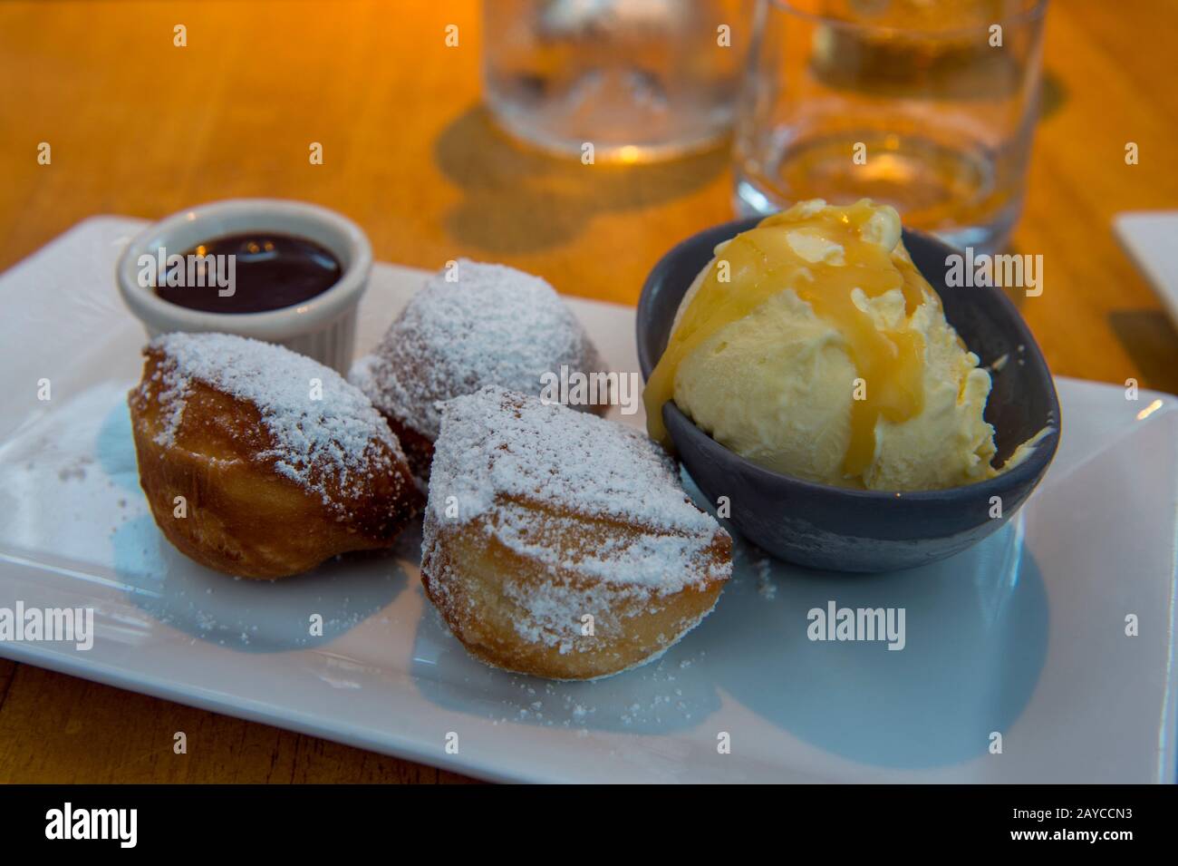 House made Doughnuts (desert) at the Ama Restaurant in Hanalei on the ...