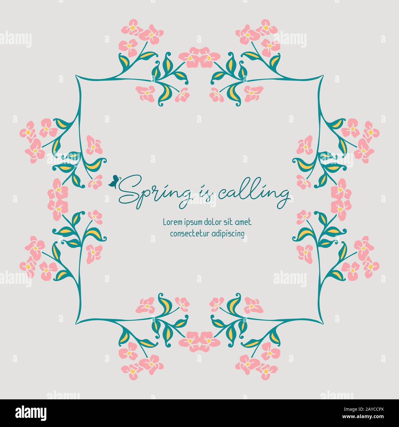 The unique shape of leaf and flower frame, for spring calling greeting ...