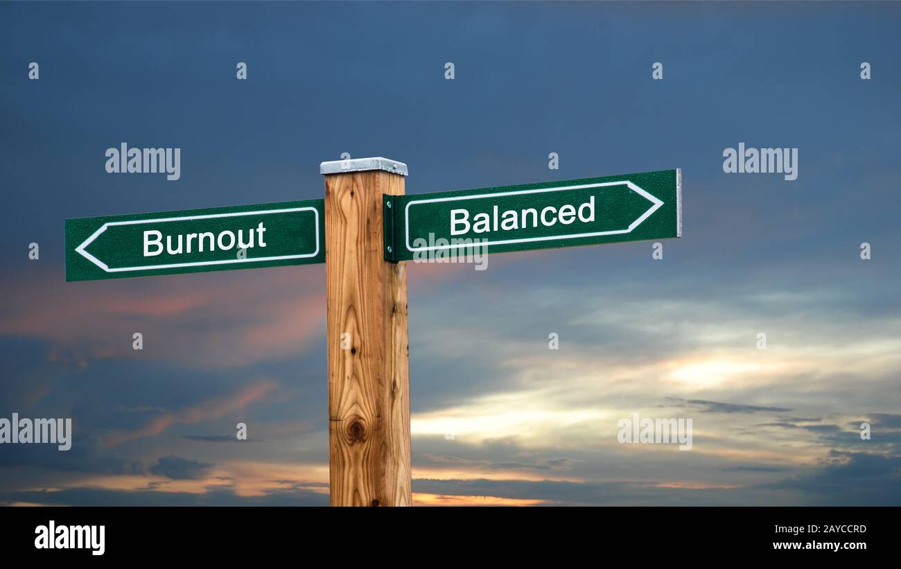 Street Sign to Balanced versus Burnout Stock Photo - Alamy