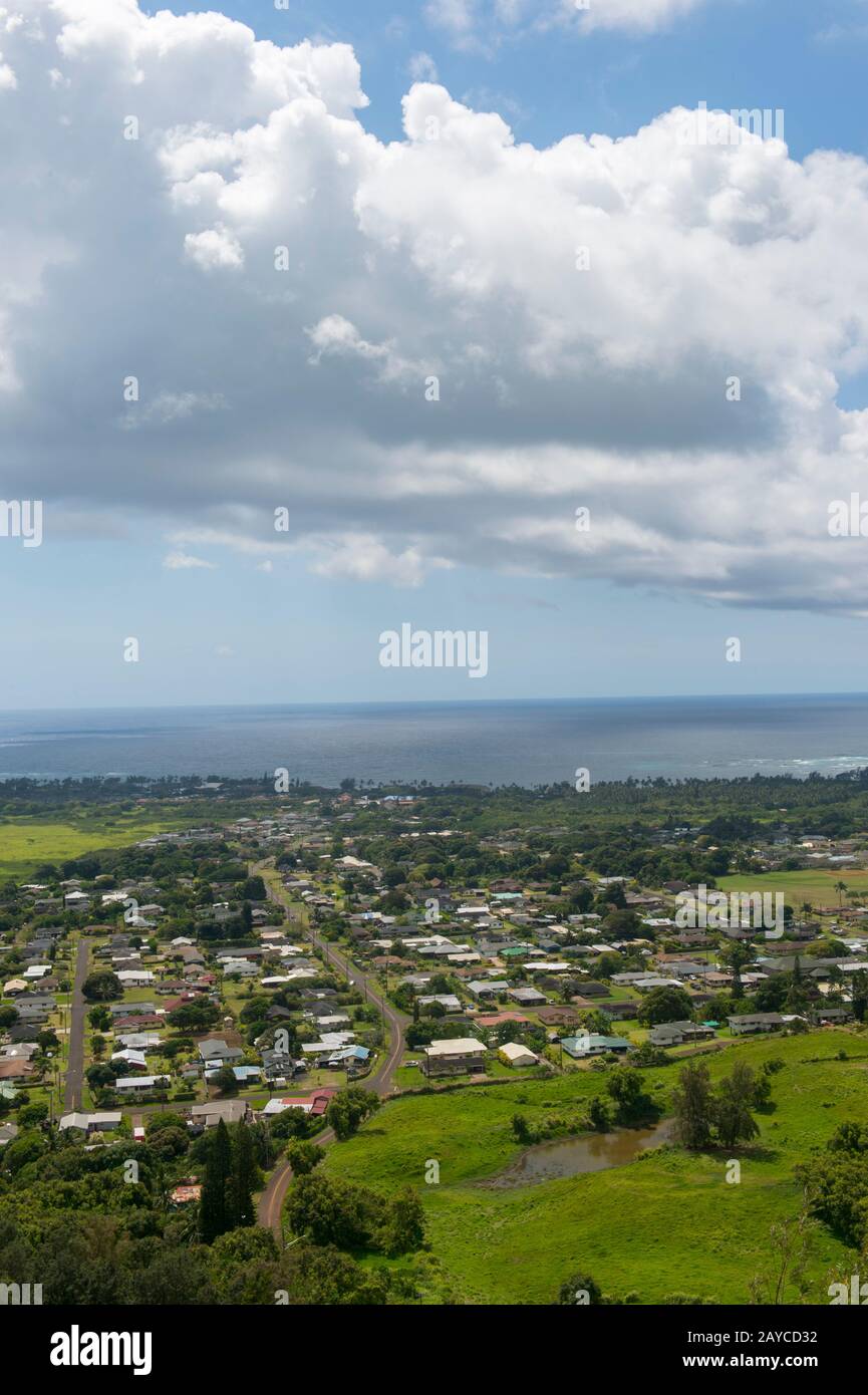 View of Kapaa from the Sleeping Giant hiking trail, also known as ...