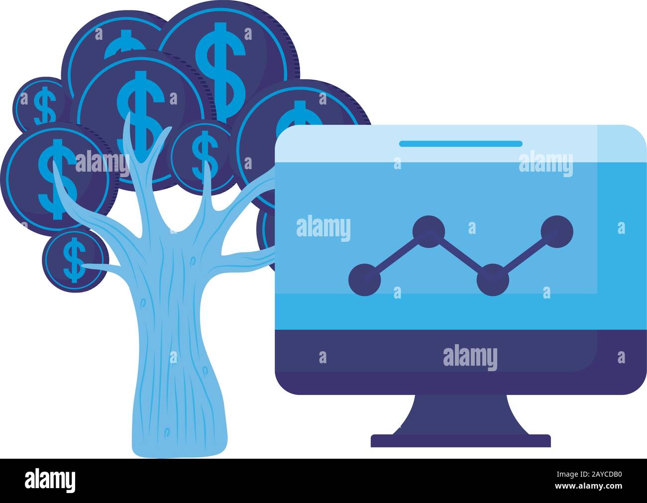 Infographic and coins tree of money financial item banking commerce ...