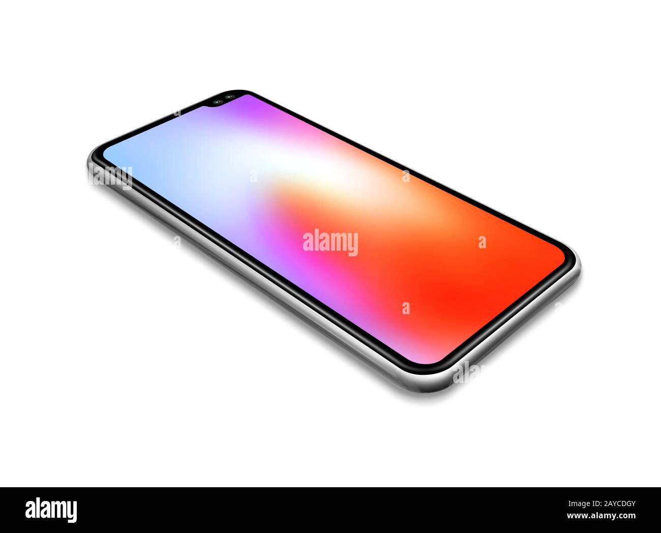 All-screen colorful smartphone mockup isolated on white. 3D render ...