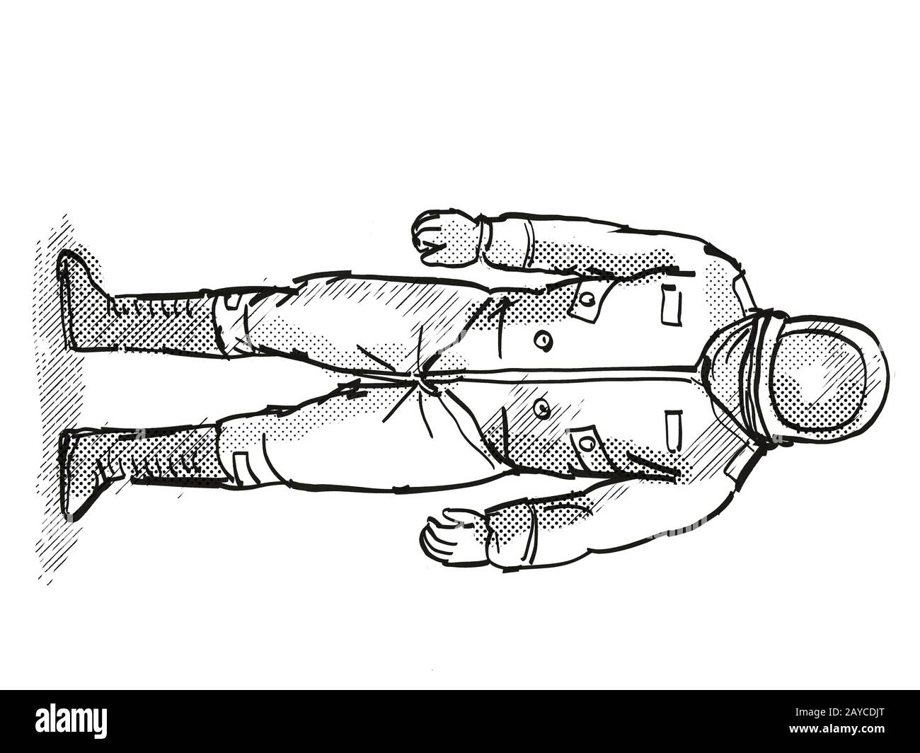Vintage Astronaut or Spaceman Cartoon Retro Drawing Stock Photo - Alamy