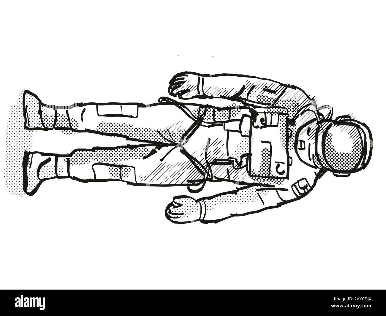Vintage Astronaut or Spaceman Cartoon Retro Drawing Stock Photo - Alamy