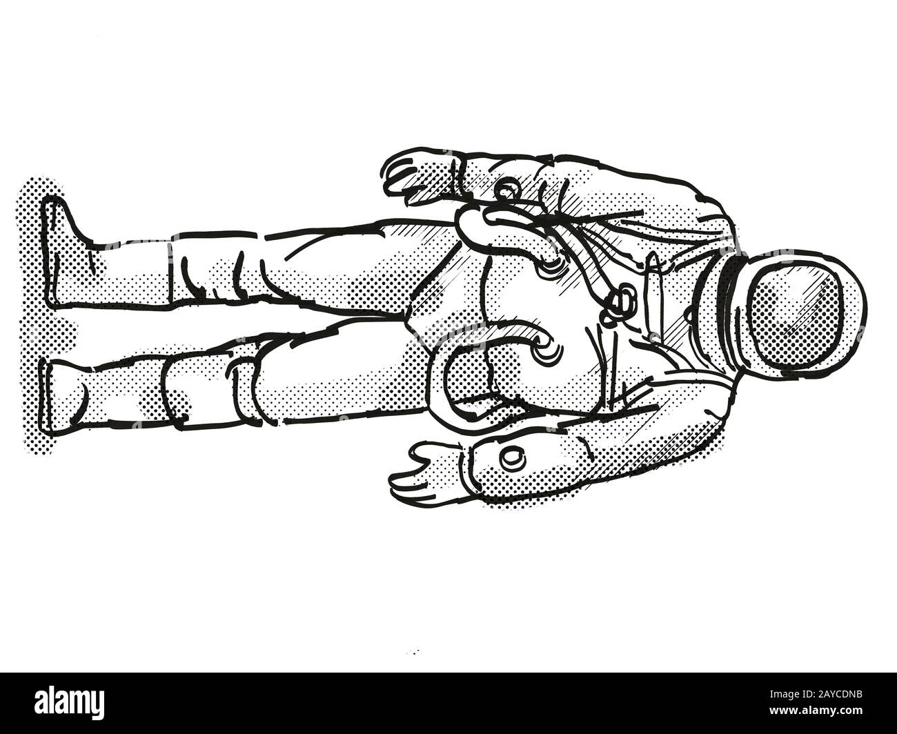 Vintage Astronaut or Spaceman Cartoon Retro Drawing Stock Photo - Alamy