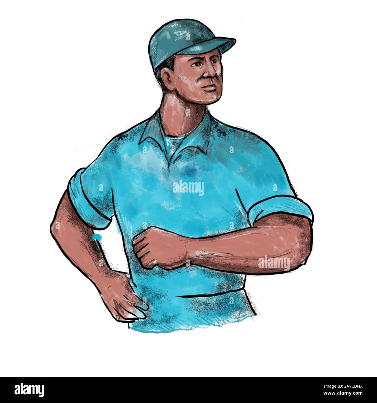 Union Worker Watercolor Painting Stock Photo - Alamy