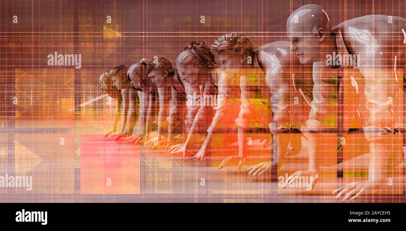 Businessmen Teamwork Running Together Stock Photo - Alamy