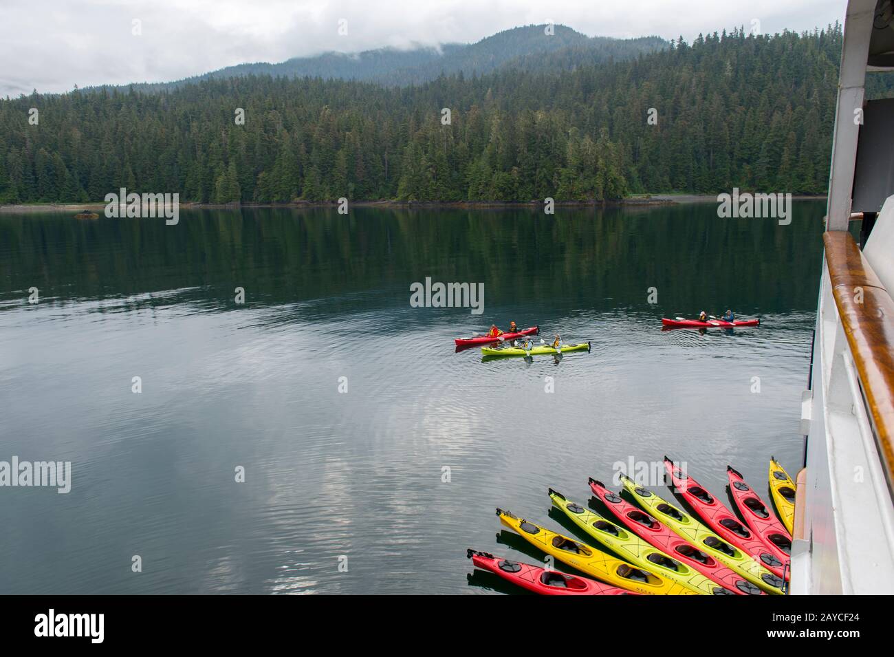 Passengers from the cruise ship Safari Endeavour kayaking in Windham ...