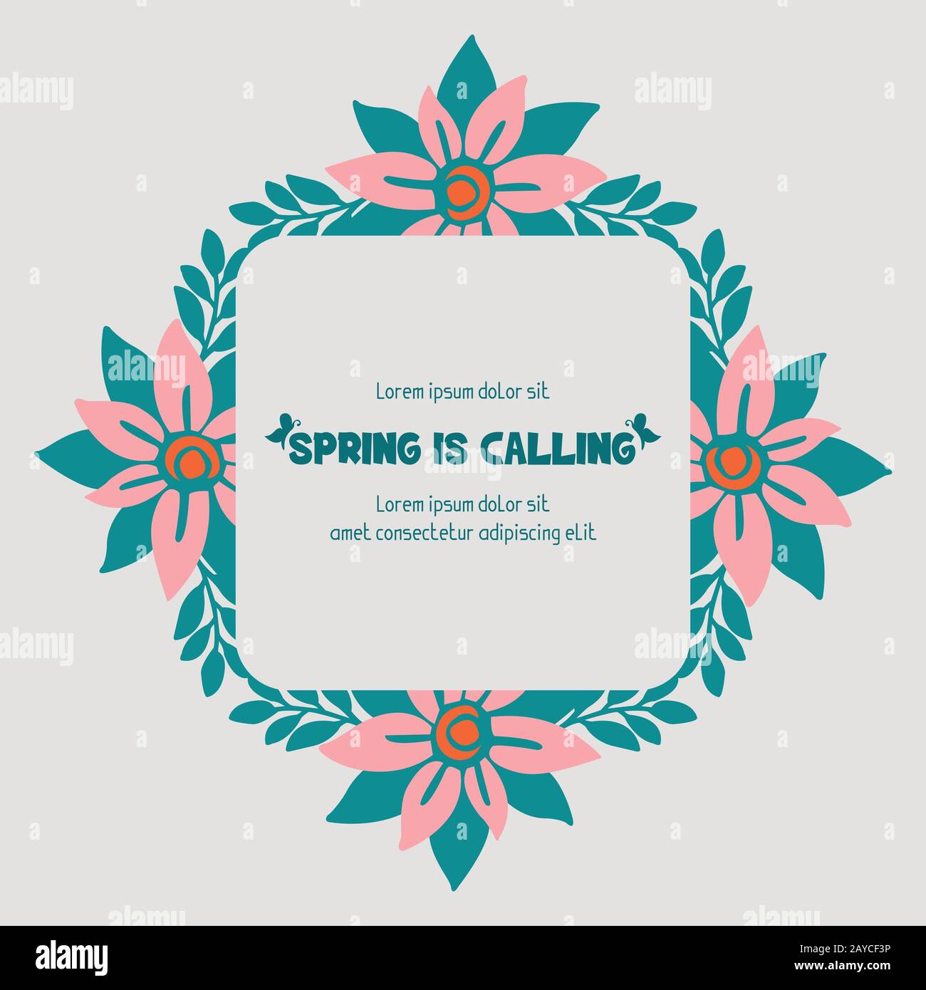 Beautiful of leaf and floral frame, for spring calling invitation card ...