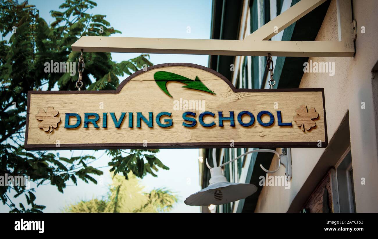 Street Sign DRIVING SCHOOL Stock Photo - Alamy