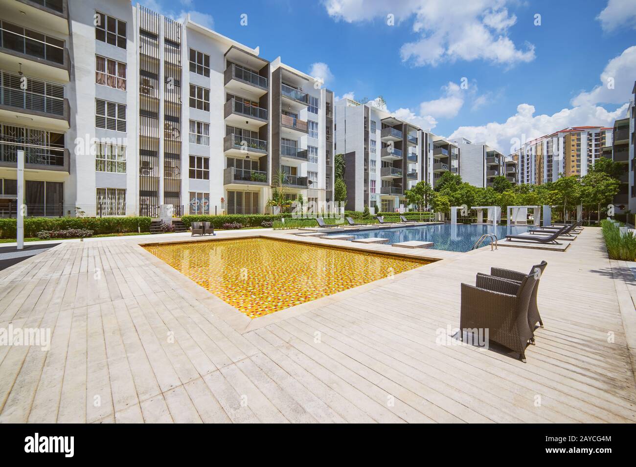 Modern residential buildings with outdoor facilities Stock Photo - Alamy