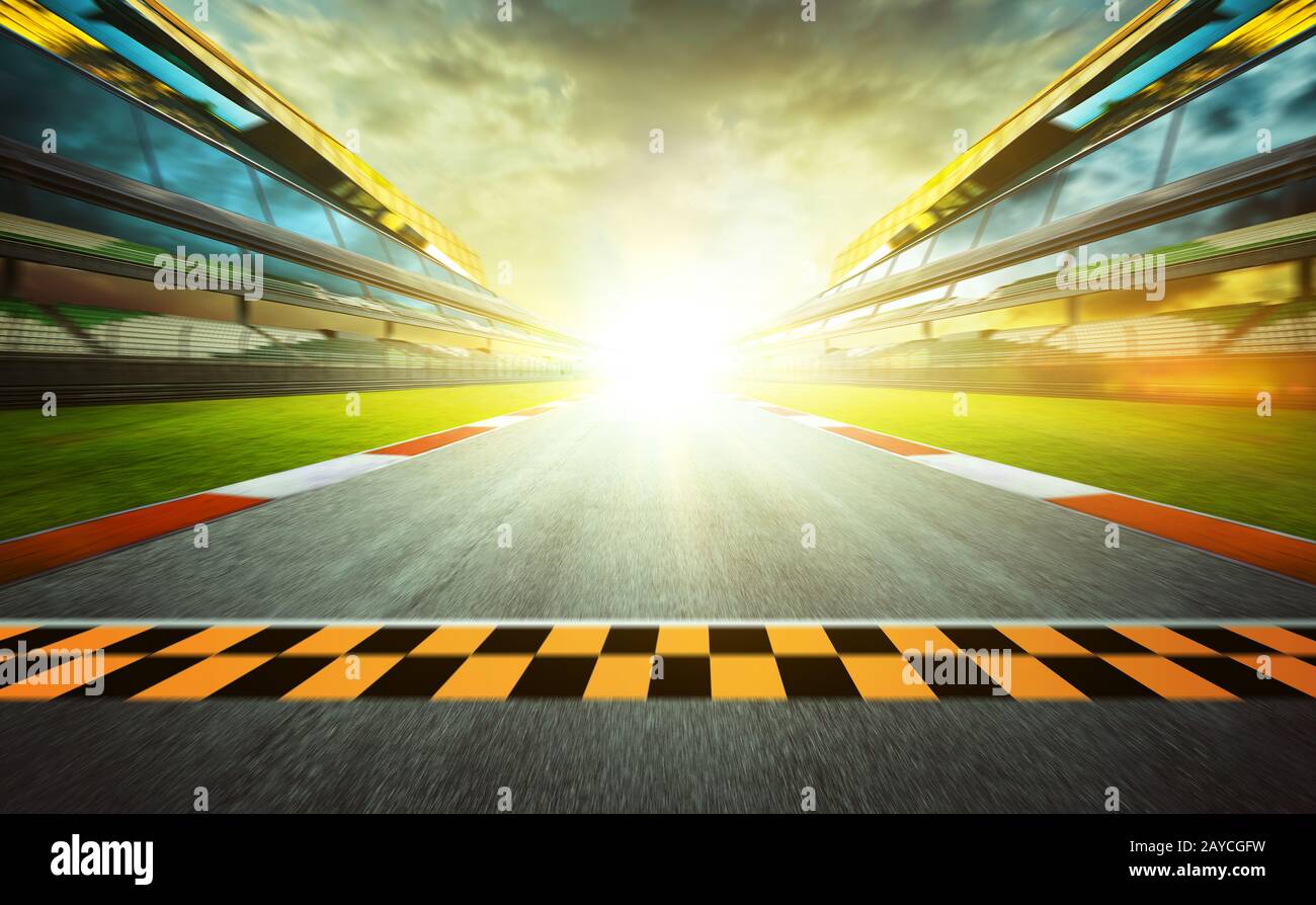 View of the infinity empty asphalt international race track starting or ...