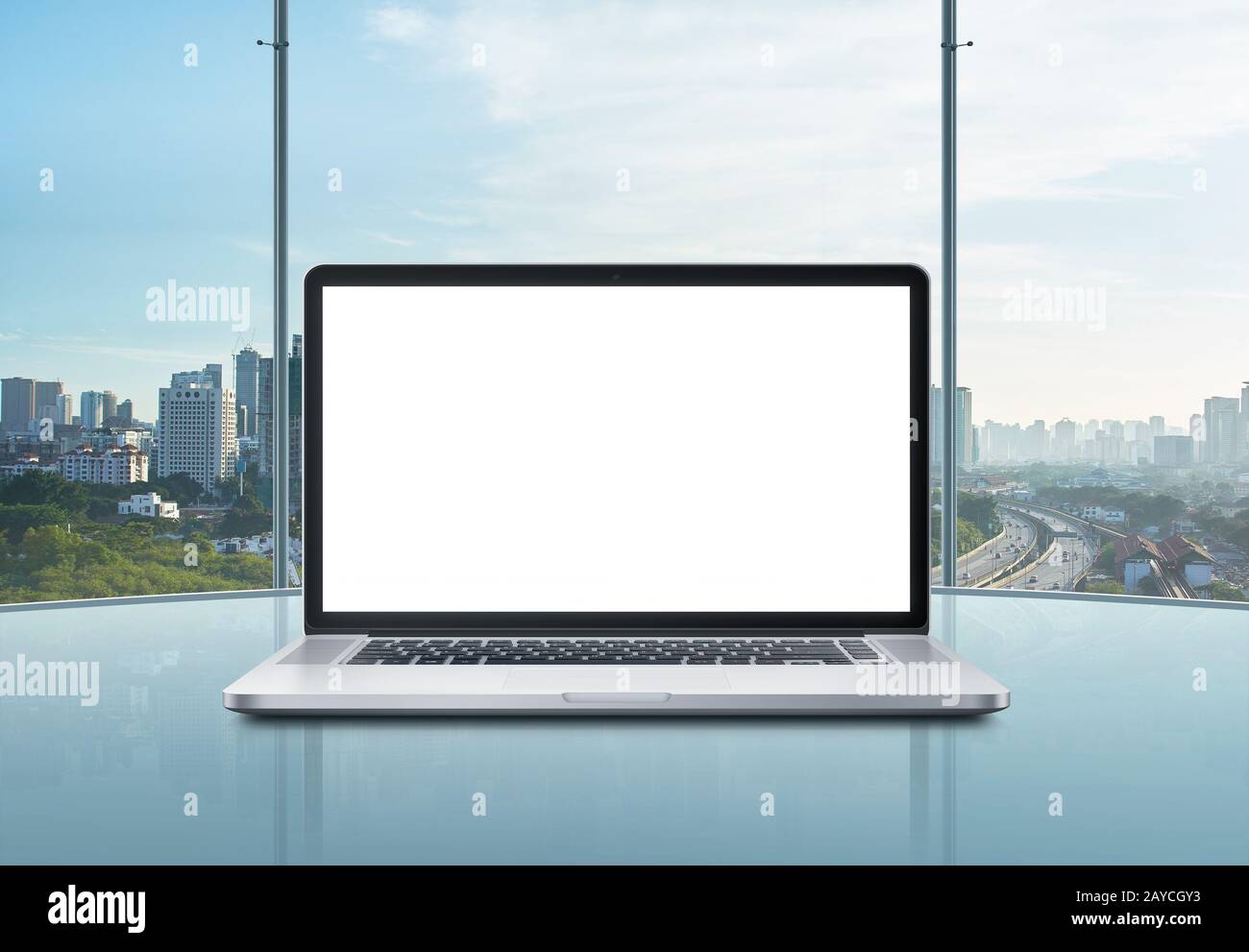 Laptop blank screen table hi-res stock photography and images - Alamy