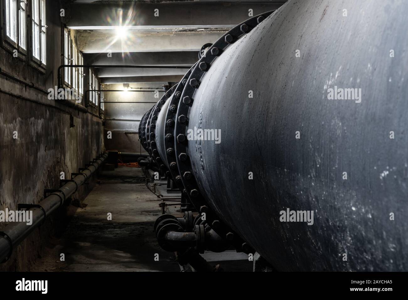 Pipe system and boiler for thermal water Stock Photo - Alamy