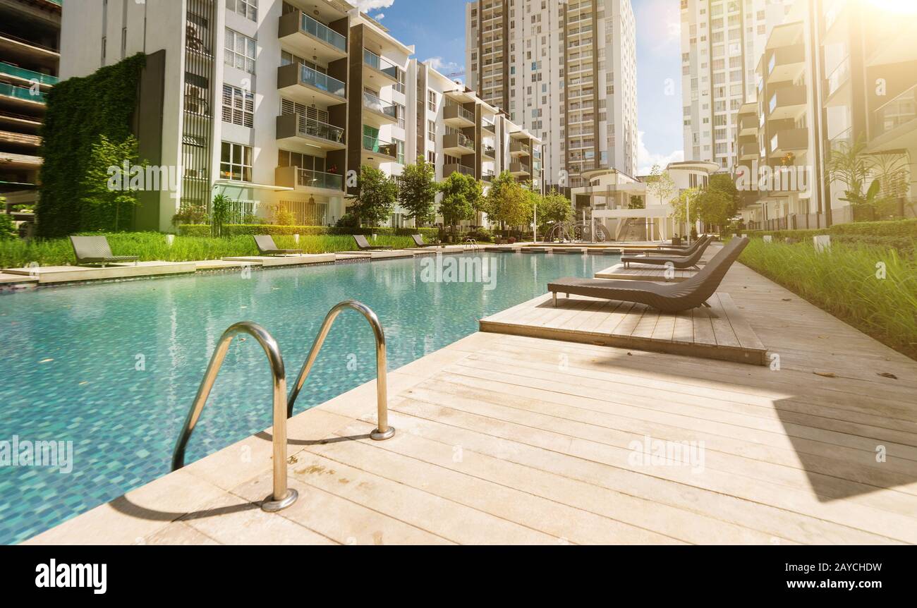 Modern residential buildings with outdoor facilities Stock Photo - Alamy