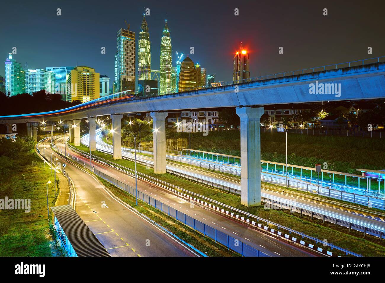 Night view of traffic in Kuala Lumpur Stock Photo - Alamy