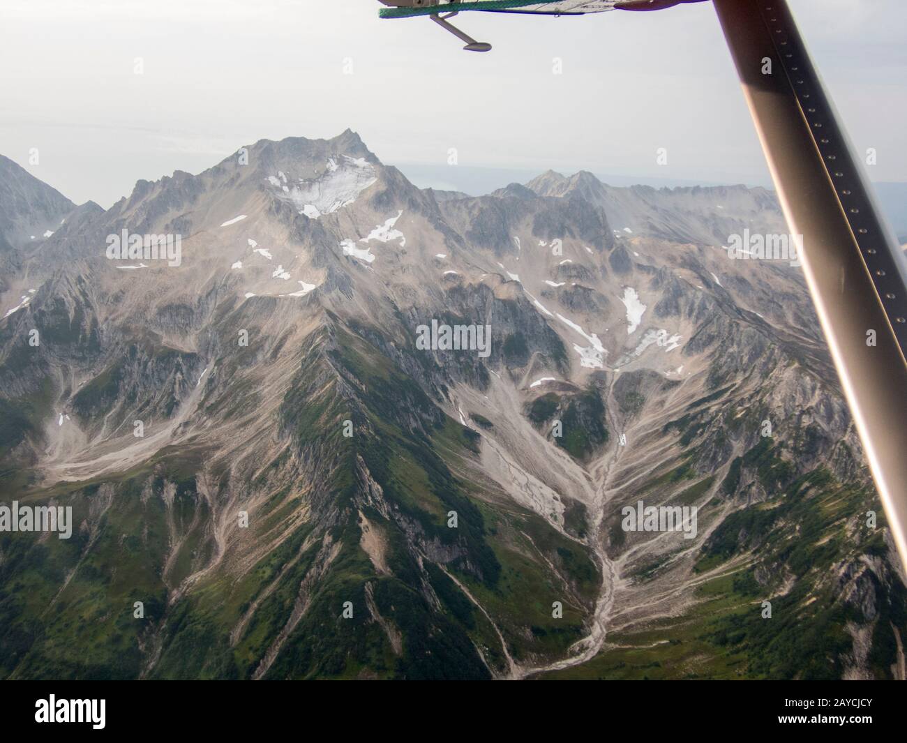 Aerial view of the Chigmit Mountains near Redoubt Volcano in Lake Clark ...