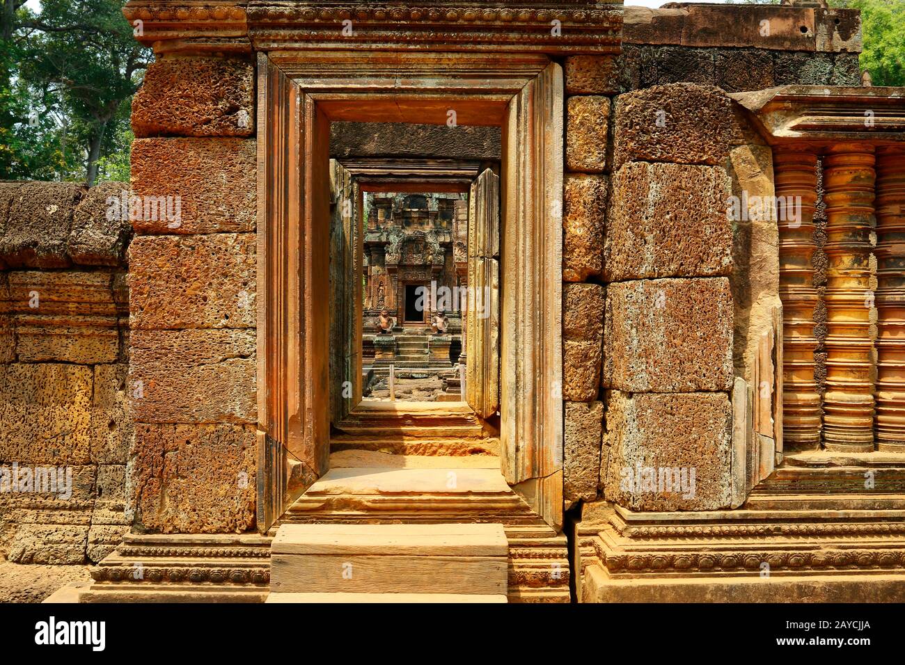 temple of banteay srei ,in the archaeologic park of Angkor wat,Cambodia ...