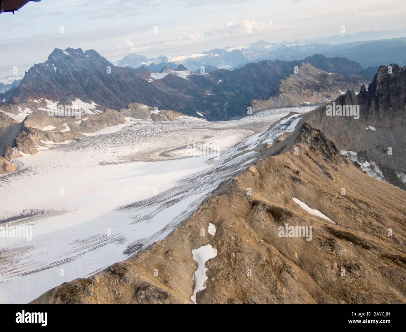 Aerial view of the Chigmit Mountains near Redoubt Volcano in Lake Clark ...