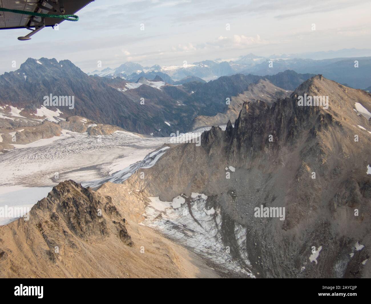 Aerial view of the Chigmit Mountains near Redoubt Volcano in Lake Clark ...