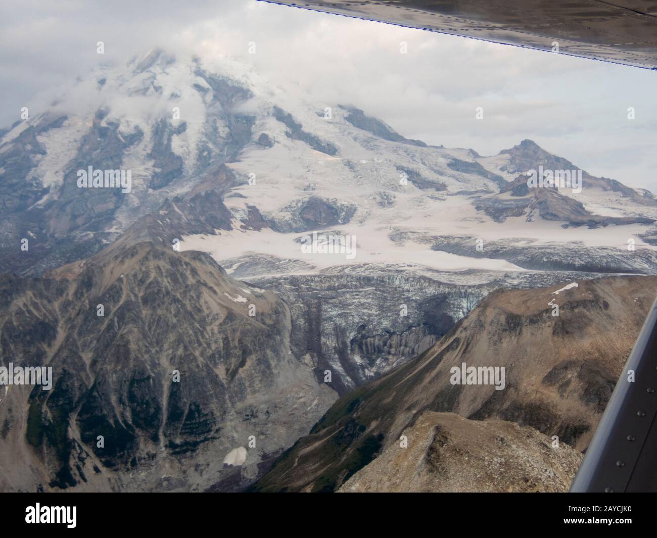 Aerial view of Redoubt Volcano (Mount Redoubt) in the Chigmit Mountains in Lake Clark National ...