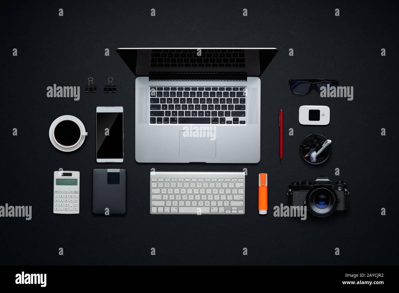 Top view office designer desk keypad hi-res stock photography and ...