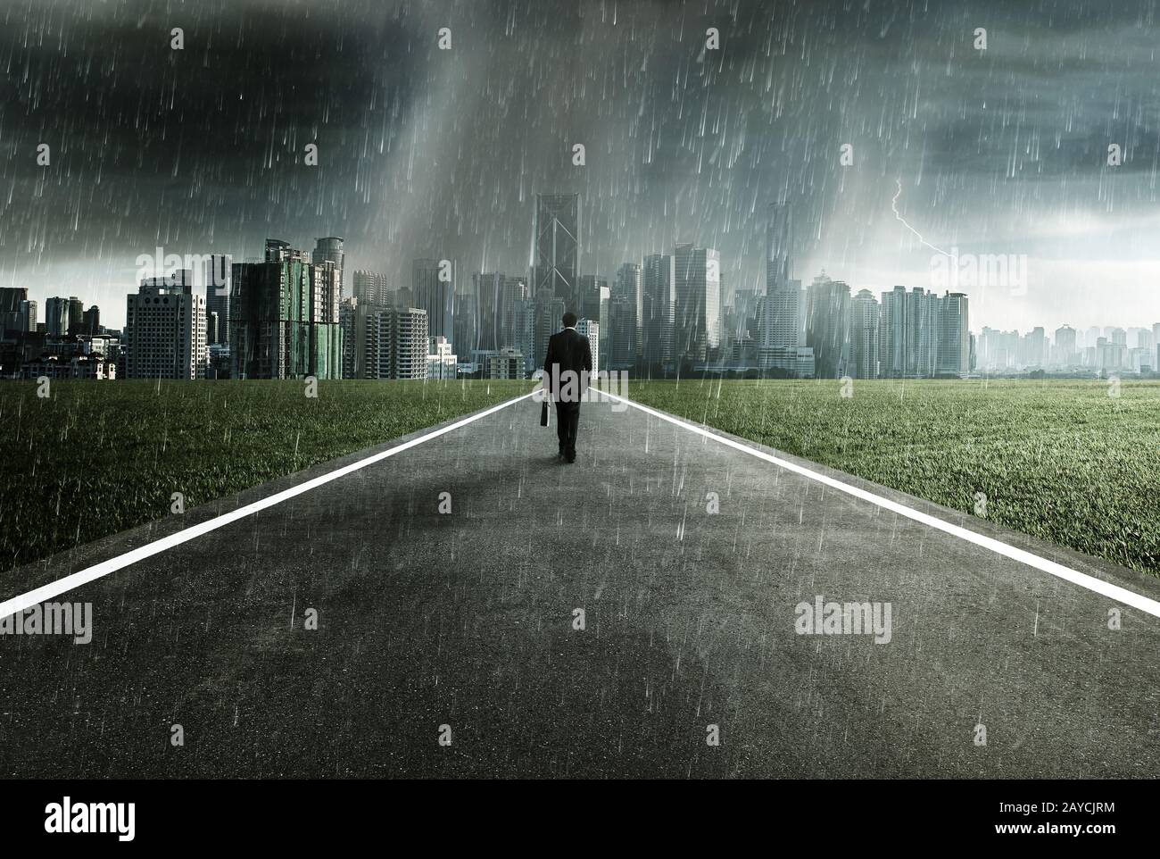business man facing a storm Stock Photo - Alamy