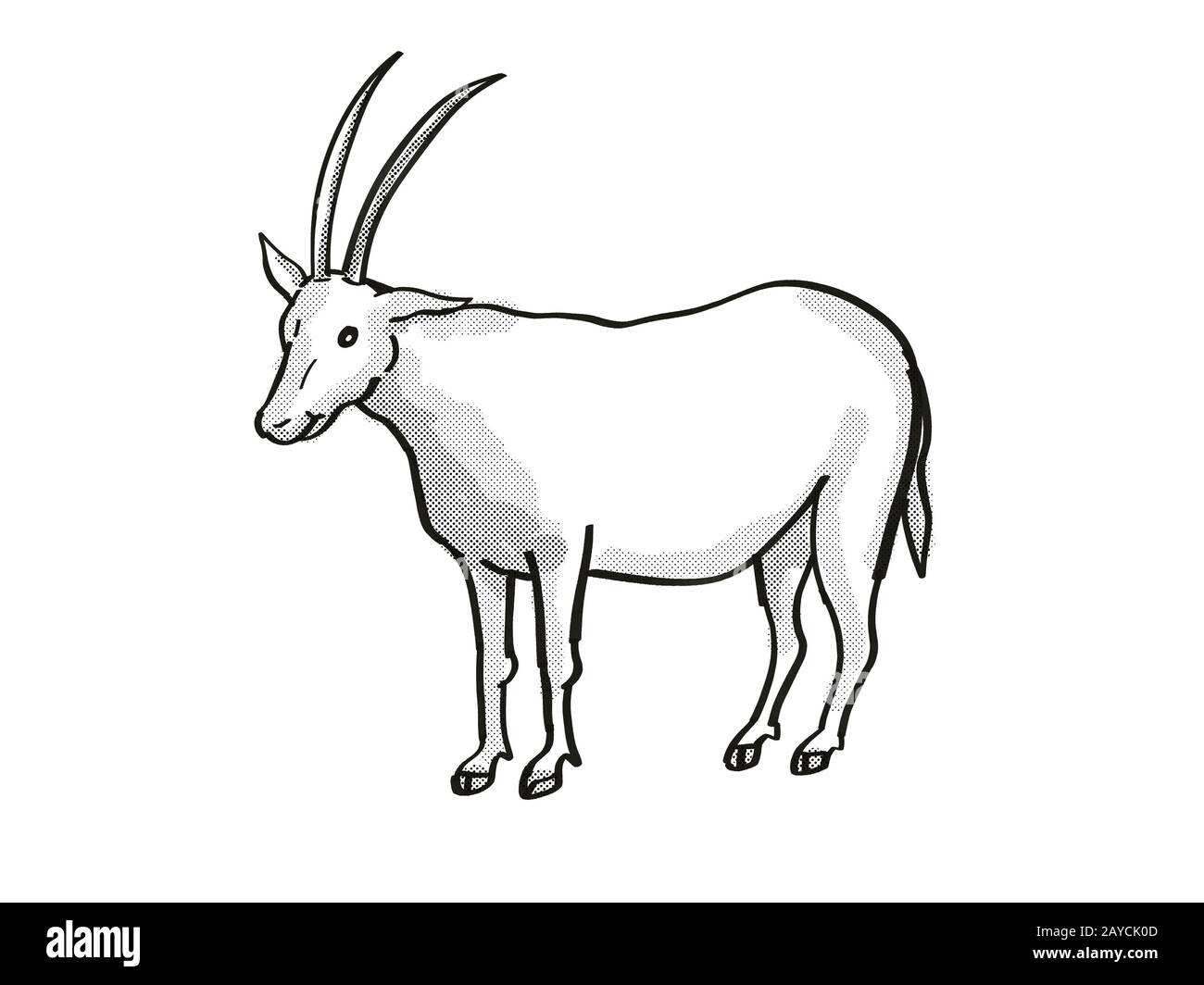scimitar oryx or scimitar-horned oryx Endangered Wildlife Cartoon Mono ...