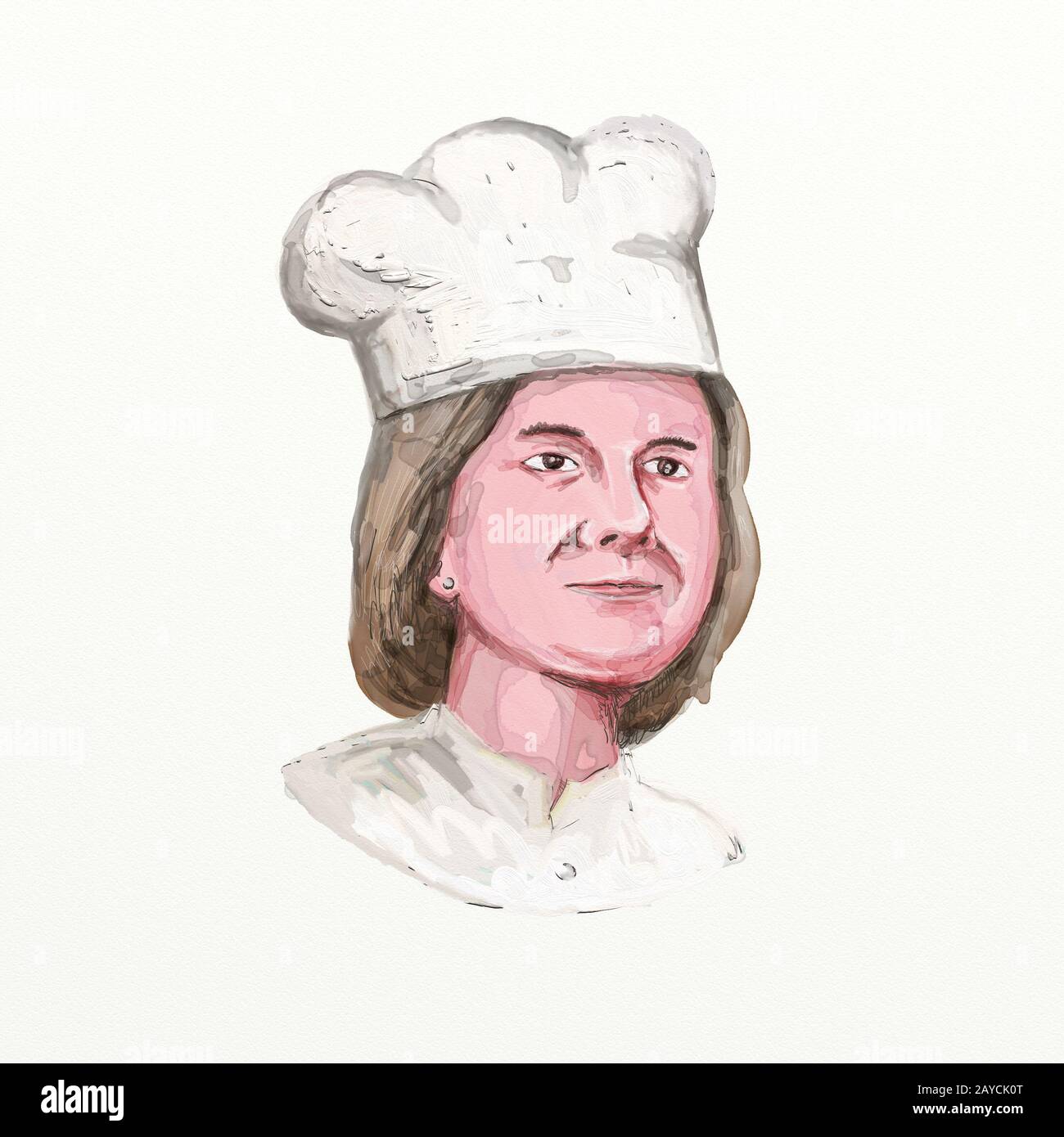 Female Chef Watercolor Painting Stock Photo - Alamy